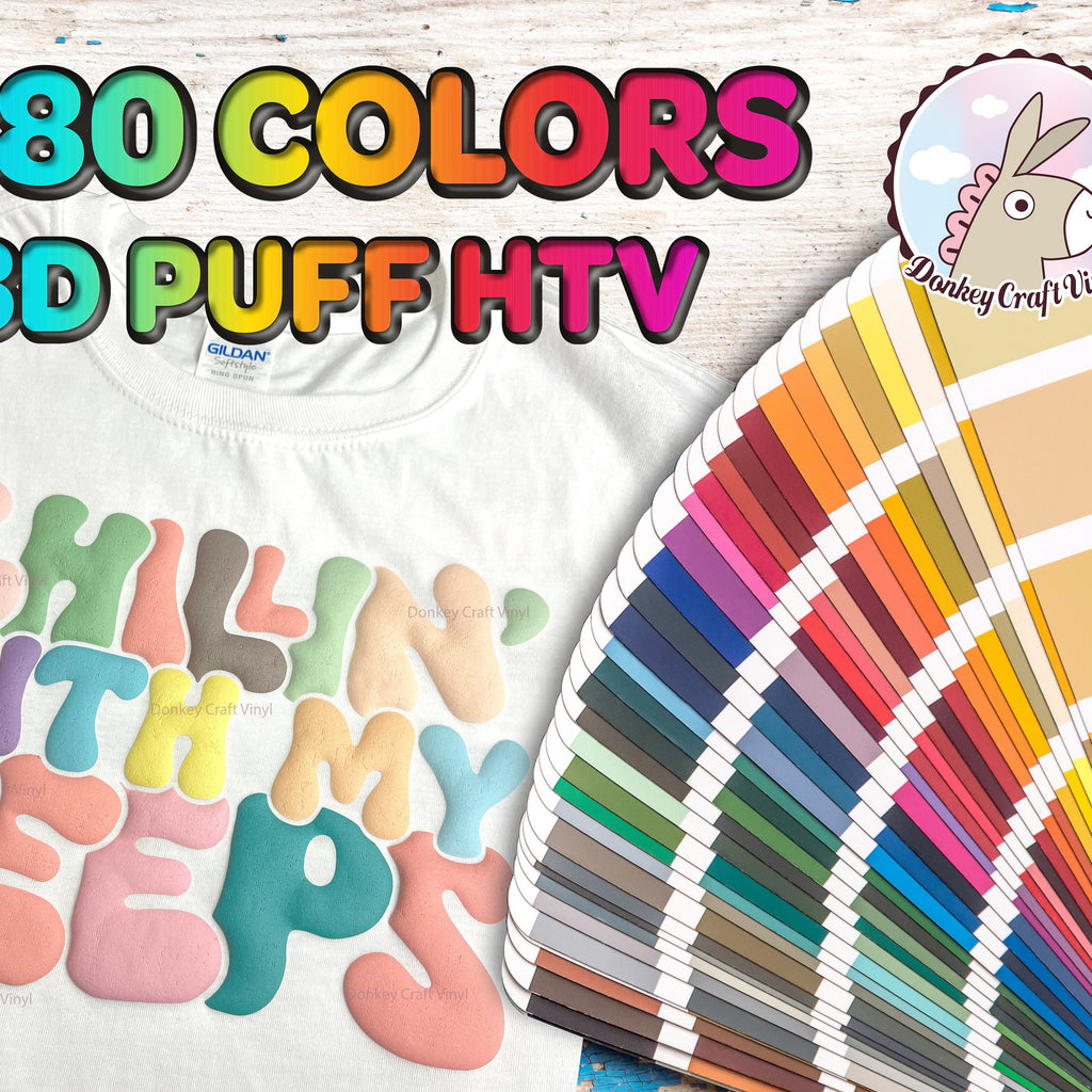 3D PUFF HTV, 180 Colored Puff Vinyl, Puff Heat Transfer Vinyl – Donkey ...